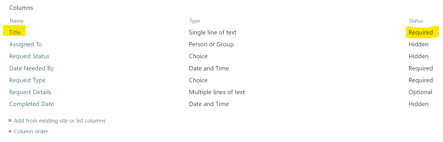 How to hide the "Title" field in a SharePoint list in SharePoint Online